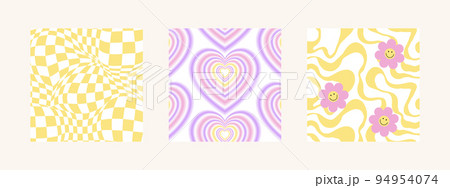 Y2k cool groovy backgrounds. Retro pop 70s cute...のイラスト素材 [94954074 ...