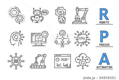 RPA icons, robotic automation process and AI...のイラスト素材 [94958301] - PIXTA