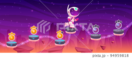 Level map for game with astronaut run on platformsのイラスト素材 [94959818 ...