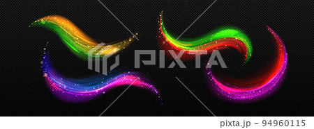 Colorful light trails with sparklesのイラスト素材 [94960115] - PIXTA