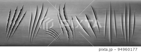 Set of realistic scratch marks on grey backgroundのイラスト素材 [94960177] - PIXTA