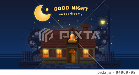 Night house. Good night. Sweet Dreams....のイラスト素材 [94969798] - PIXTA