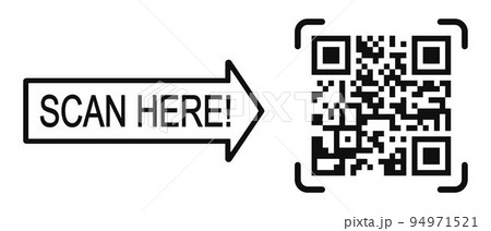 Scan here template with QR code pictogram....のイラスト素材 [94971521] - PIXTA