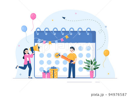 Event Planner Template Hand Drawn Cartoon Flat...のイラスト素材 [94976587] - PIXTA