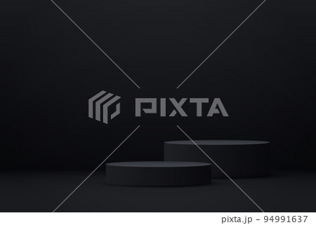 3D realistic vector round scene on a dark...のイラスト素材 [94991637] - PIXTA