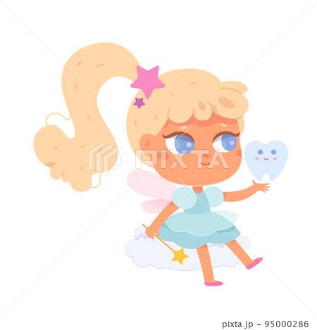 Tooth fairy and kids molar characters vector...のイラスト素材 [95000286] - PIXTA