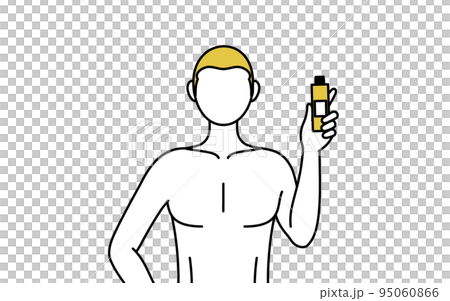 Line drawing of a depilated man, pose with... - Stock Illustration ...