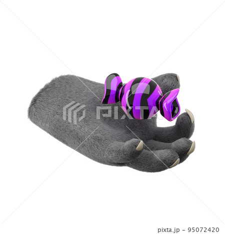 3d furry wolf hands holding candy in plastic...のイラスト素材 [95072420] - PIXTA