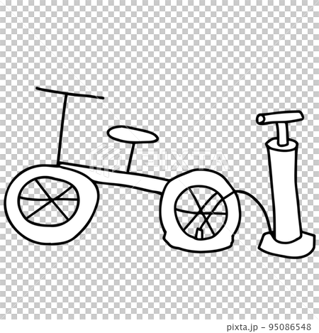 Line drawing illustration to inflate the bicycle - Stock Illustration ...