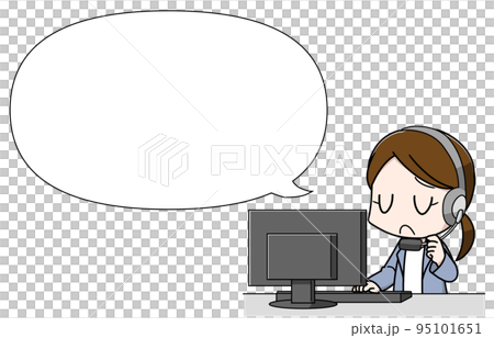 Call center operator woman sad face with balloon - Stock Illustration ...