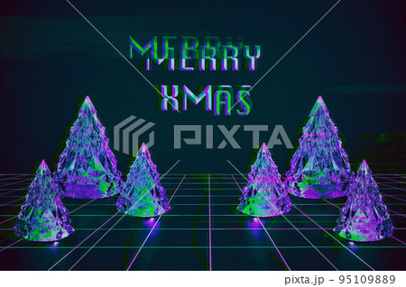 Cyber Xmas Motion Glitch interlaced Distorted...のイラスト素材 [95109889] - PIXTA