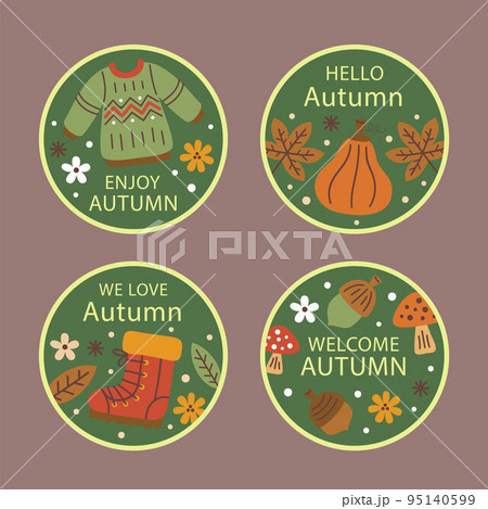Set of four hello autumn labelのイラスト素材 [95140599] - PIXTA