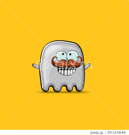 Funny cute smiling grey ghost monster isolated...のイラスト素材 [95143646] - PIXTA