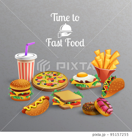 Fast Food Cartoon Illustrationのイラスト素材 [95157255] - PIXTA