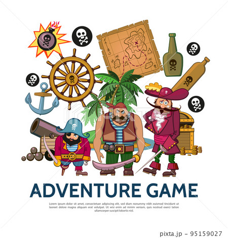 Flat Colorful Adventure Game Conceptのイラスト素材 [95159027] - PIXTA