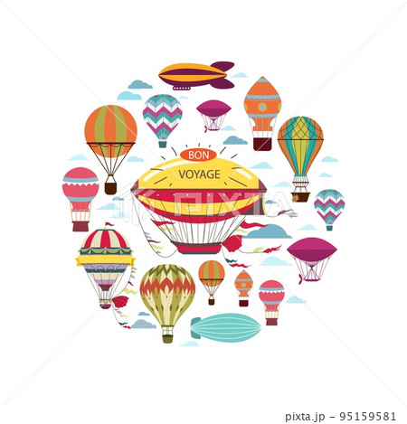 Flat Air Travel Round Conceptのイラスト素材 [95159581] - PIXTA