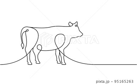 Cow one line continuous drawing. Bull symbol....のイラスト素材 [95165263] - PIXTA