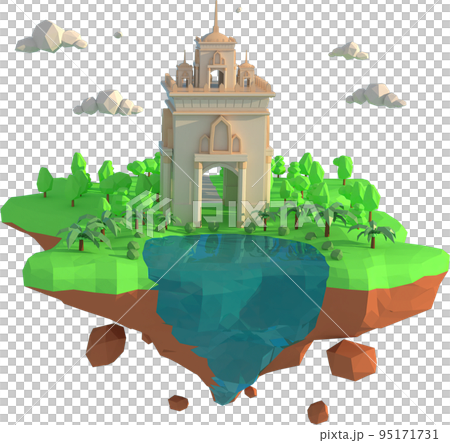 3D illustrator of Patuxai Laos. 3D rendering of...のイラスト素材 [95171731 ...