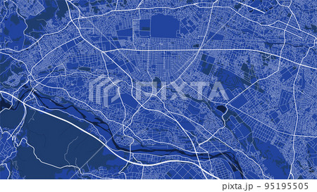 Detailed map poster of Sagamihara city, linear...のイラスト素材 [95195505] - PIXTA