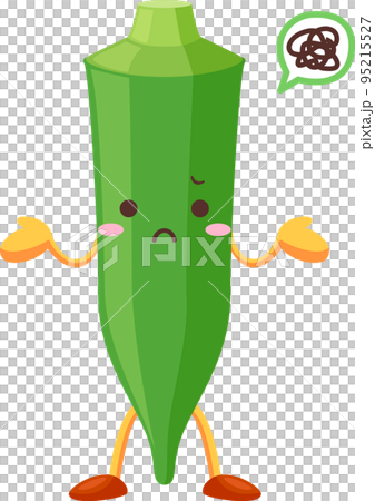 Illustration of a cute okra character with a... - Stock Illustration ...