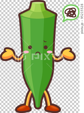 Illustration of a cute okra character with a... - Stock Illustration ...