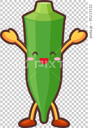Illustration of a cute okra character happy... - Stock Illustration ...