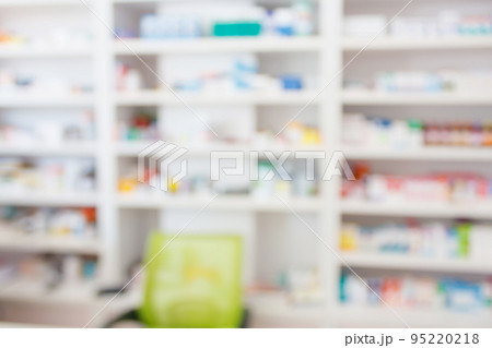 Pharmacy drugstore blur abstract backbround...の写真素材 [95220218] - PIXTA