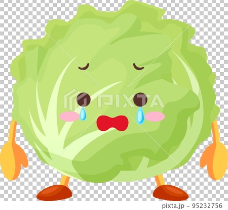 Illustration of a cute lettuce character crying - Stock Illustration ...