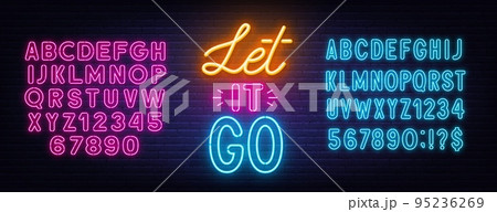 Let it go neon quote on brick wall backgroundのイラスト素材 [95236269] - PIXTA