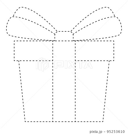 Gift box tracing worksheet for kidsのイラスト素材 [95253610] - PIXTA