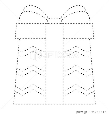 Gift box tracing worksheet for kidsのイラスト素材 [95253617] - PIXTA