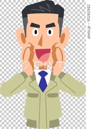 A man at a construction shop calling out loud - Stock Illustration ...