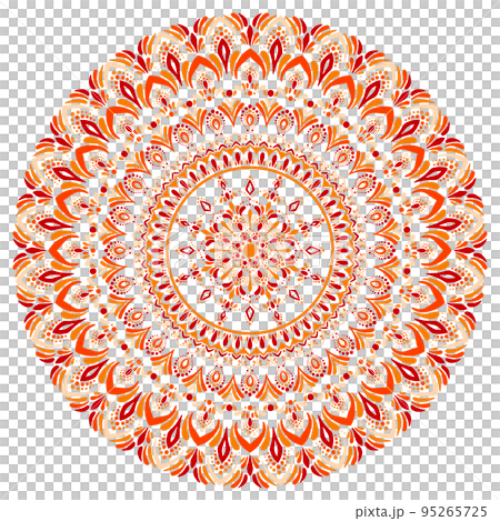 Mandala art (dots, geometric patterns, warm... - Stock Illustration ...
