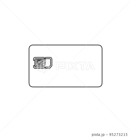 マルチサイズのSIMカードの線画（標準SIM、microSIM、nanoSIM）のイラスト素材 [95273215] - PIXTA
