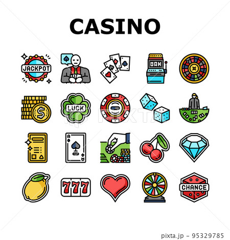casino slot game jackpot poker icons set vectorのイラスト素材 [95329785] - PIXTA