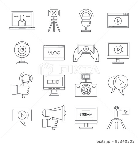Vlog video channel logo icons set. Outline...のイラスト素材 [95340505] - PIXTA