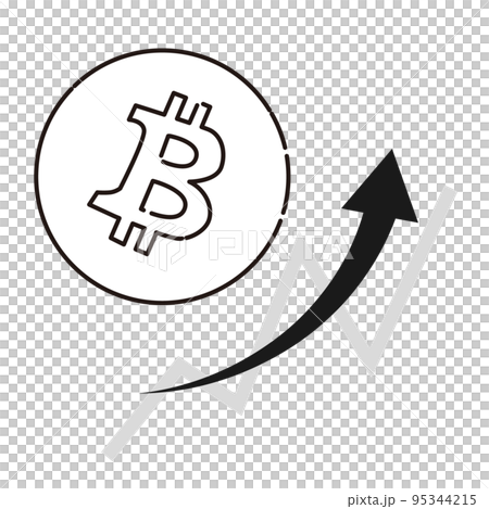 Simple bitcoin (BTC) rising image (black and... - Stock Illustration ...