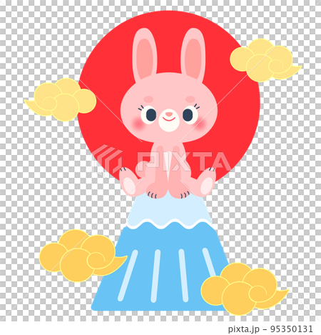 A deformed illustration of a rabbit and Mt. Fuji - Stock Illustration ...