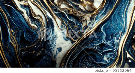 Spectacular dark blue and white ink swirled...のイラスト素材 [95352064] - PIXTA