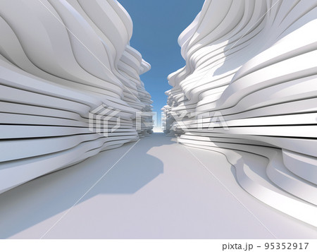 Abstract white tunnel interior background with...のイラスト素材 [95352917] - PIXTA