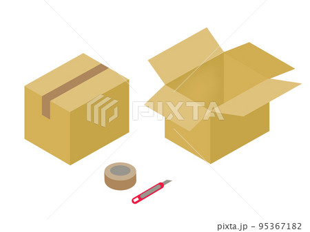 梱包 段ボール箱のイラストのイラスト素材 [95367182] - PIXTA