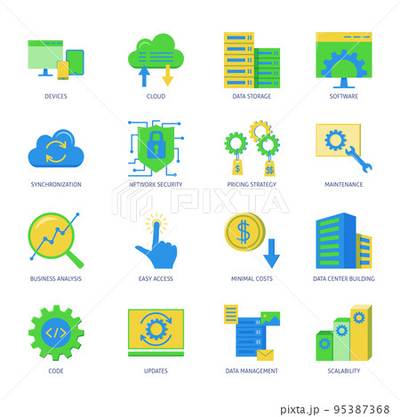 Software icon set in flat styleのイラスト素材 [95387368] - PIXTA