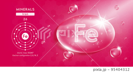 Drop water minerals iron pink. Minerals complex...のイラスト素材 [95404312 ...