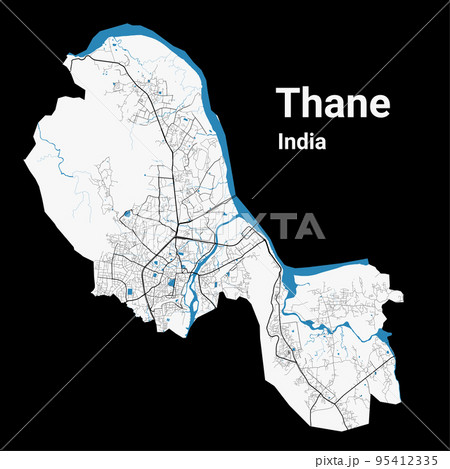 Thane map. Detailed map of Thane city...のイラスト素材 [95412335] - PIXTA