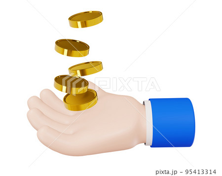 コインを持つ手のイラストのイラスト素材 [95413314] - PIXTA