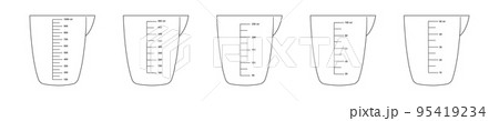 Set of measuring cups with 1 liter, 500, 250,...のイラスト素材 [95419234] - PIXTA