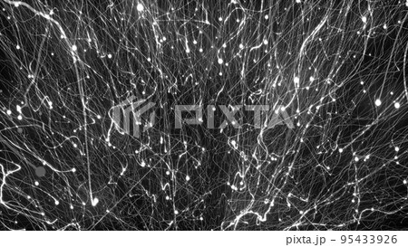 3D rendering of bright particles fill the space...のイラスト素材 [95433926 ...