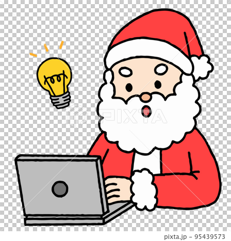 Santa working on a computer inspired - Stock Illustration [95439573 ...
