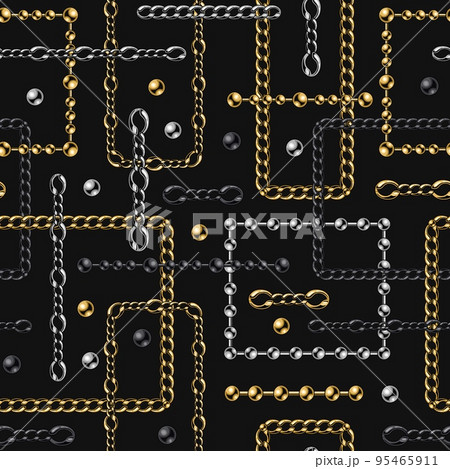 Seamless background with realistic metal chainsのイラスト素材 [95465911] - PIXTA
