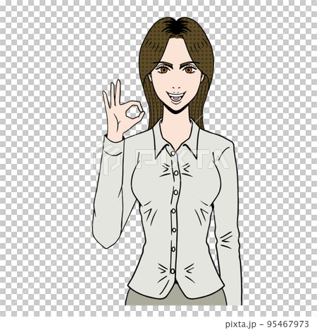 Caucasian woman in ok pose - Stock Illustration [95467973] - PIXTA